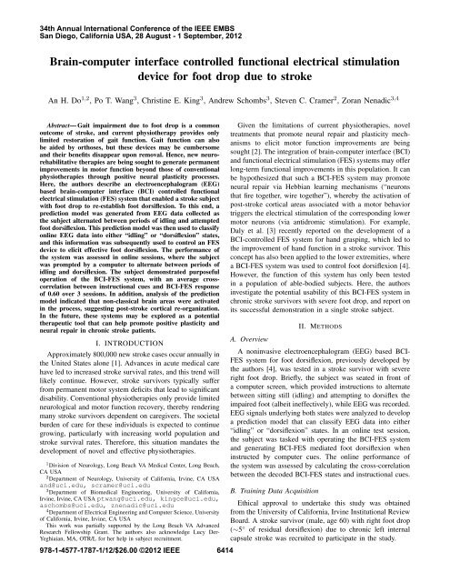 Brain-computer interface controlled functional electrical stimulation ...