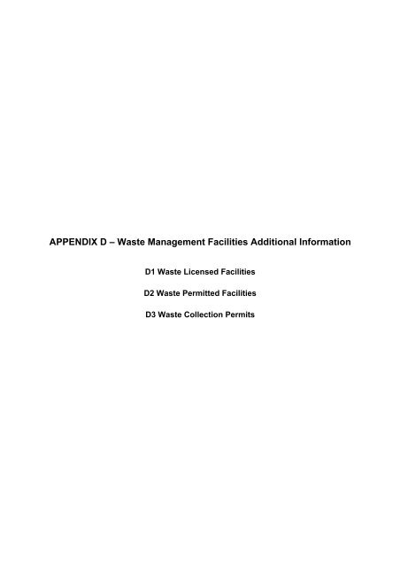 APPENDIX D – Waste Management Facilities ... - Dublinwaste.ie