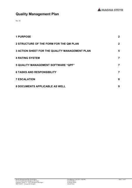 Quality Management Plan - Magna