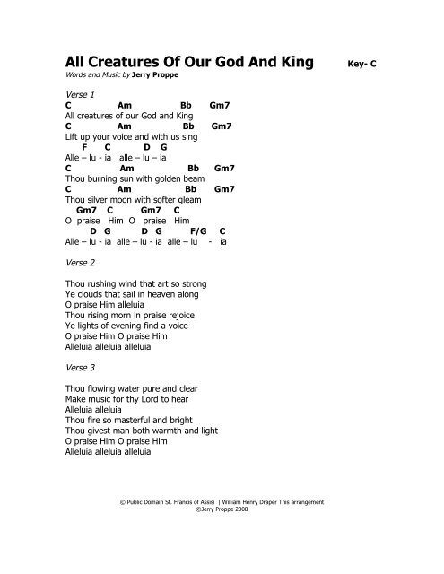 All Creatures Of Our God And King Key- C