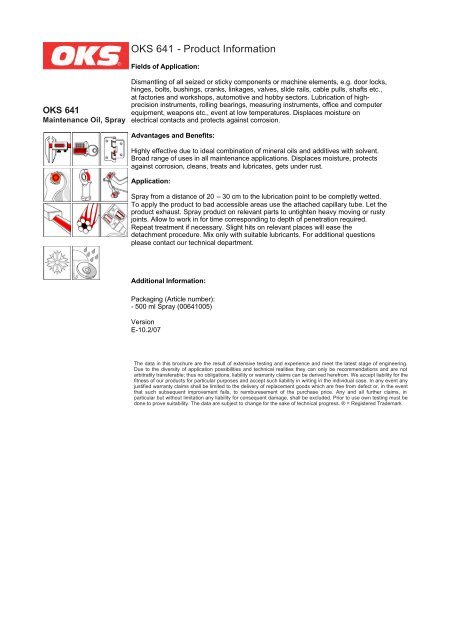 OKS 641 - Product Information