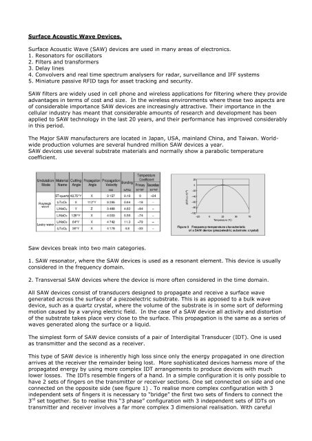 Surface Acoustic Wave Devices