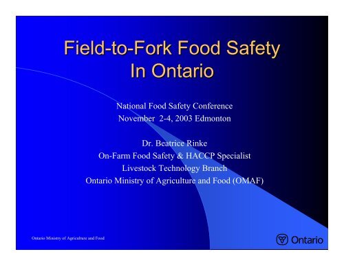 Field-to-Fork Food Safety In Ontario