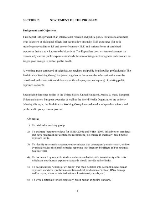 SECTION 2: STATEMENT OF THE PROBLEM 1