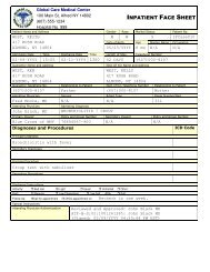 INPATIENT FACE SHEET