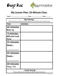 Blank (Template) Lesson Plan - Girls Rec - California Sports Center