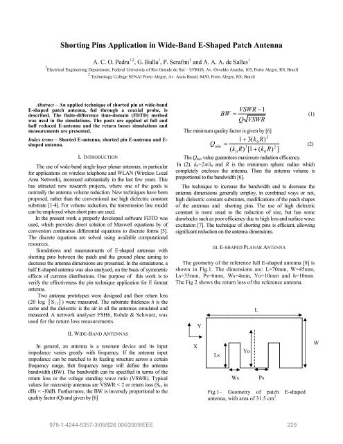 Shorting Pins Application in Wide-Band E-Shaped Patch Antenna