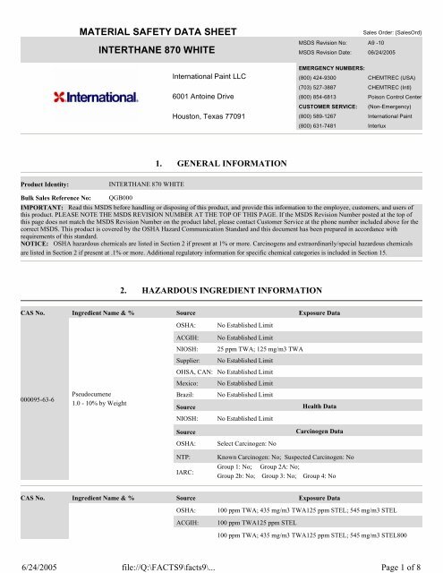 material safety data sheet interthane 870 white - datasheets.intern...