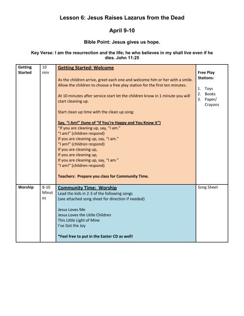 Lesson 6: Jesus Raises Lazarus from the Dead April 9-10 - Loop Kids