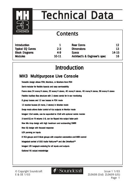 SOUNDCRAFT-Data sheet-MH3-SERIES - AVC Group