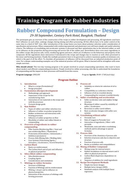 Training Program for Rubber Industries Rubber Compound ...