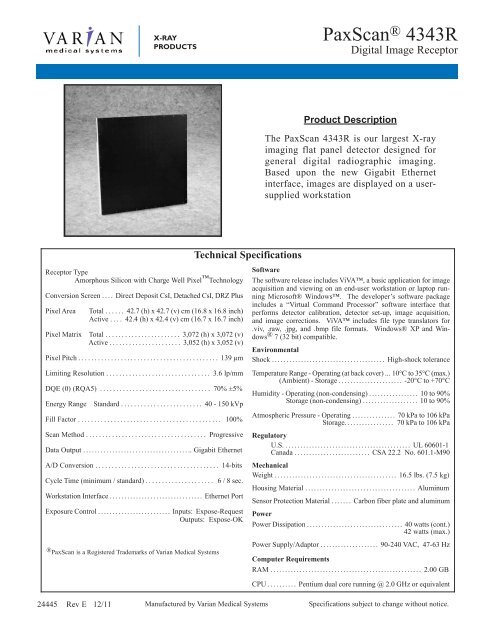 PaxScan 4343R Rev D - Varian