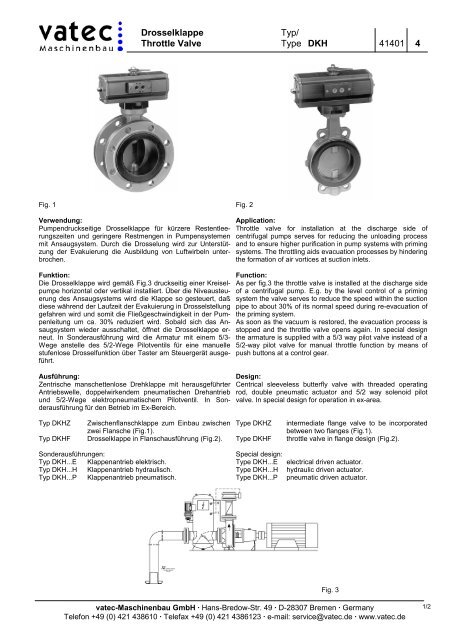 Throttle Valve Type DKH 41401 4 - vatec Maschinenbau GmbH