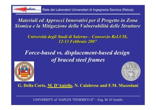 Force-based vs. displacement-based design of braced ... - ReLUIS