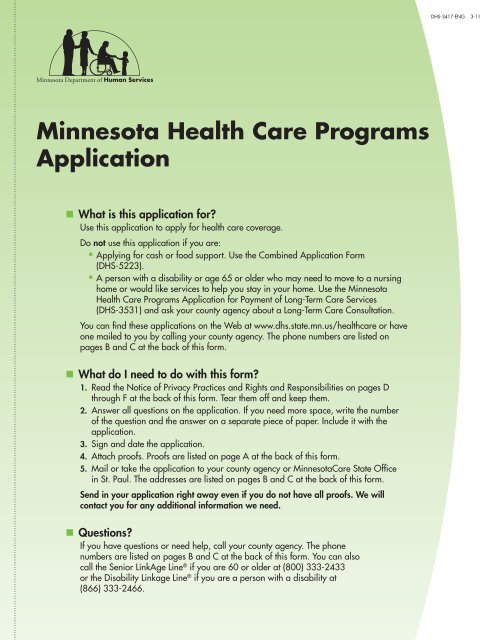Minnesota Health Care Programs Application Form - PACER Center