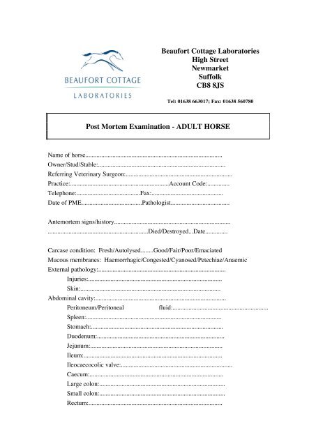 Adult post mortem form Adult post mortem form