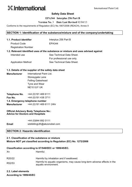 International Paint Ltd. Safety Data Sheet EPA344 Interplus 256 Part ...