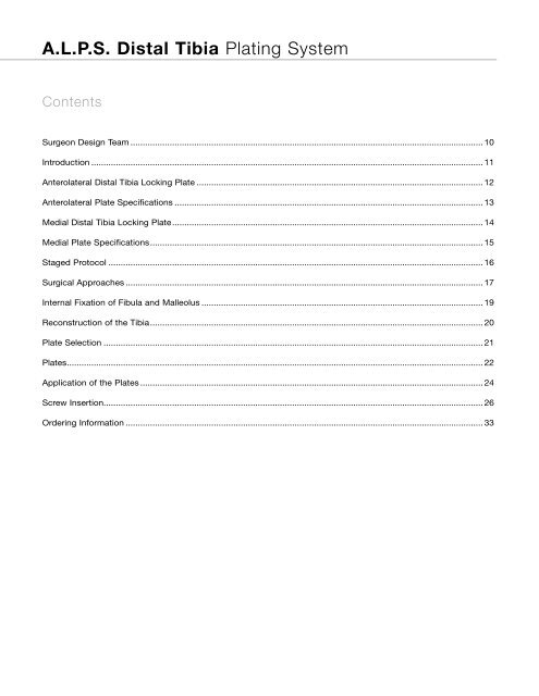 A.L.P.S. Distal Tibia Plating System Surgical Technique - Biomet