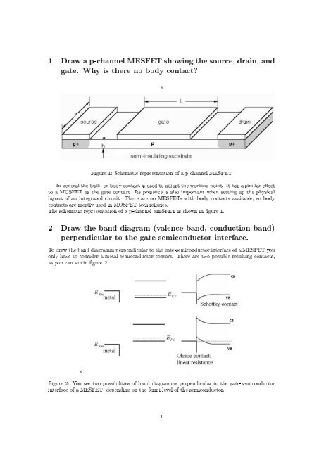1 Draw a p-channel MESFET showing the source, drain, and gate ...