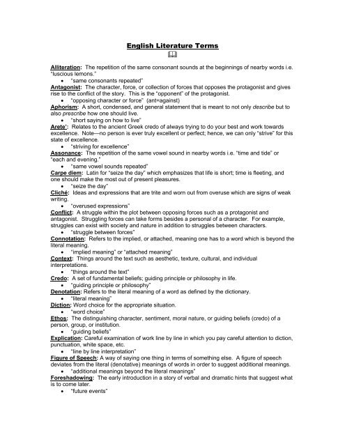 English 11-12P: Literature Terms - RonJones.Org