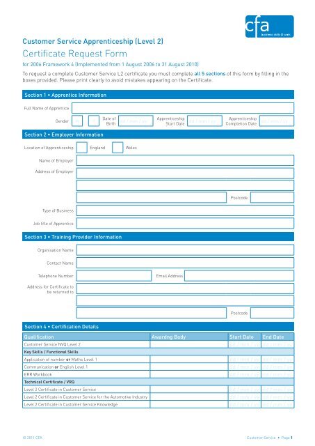 Customer Service Level 2 - Skills CFA