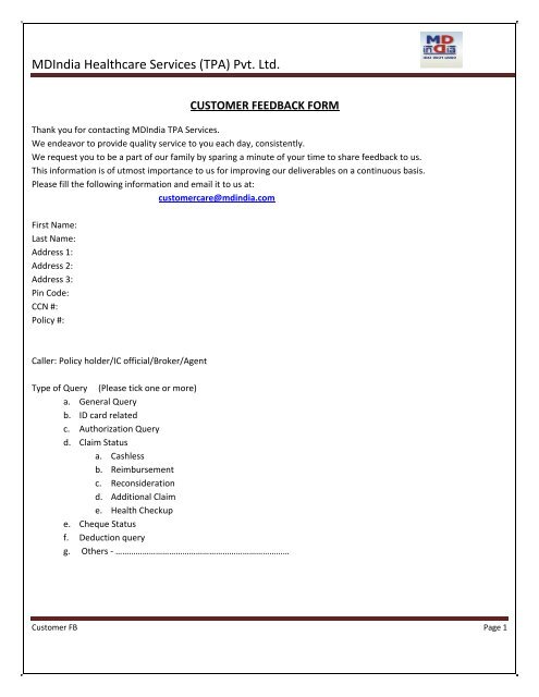 MDIndia Healthcare Services (TPA) Pvt. Ltd.