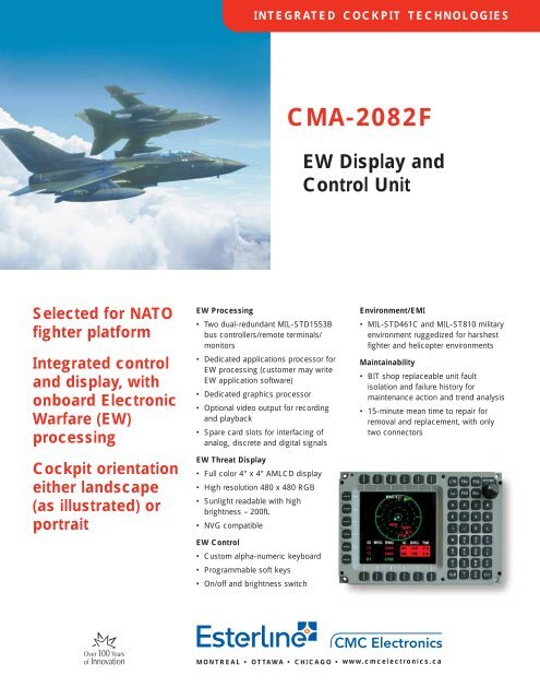 EW Display and Control Unit CMA-2082F - Esterline