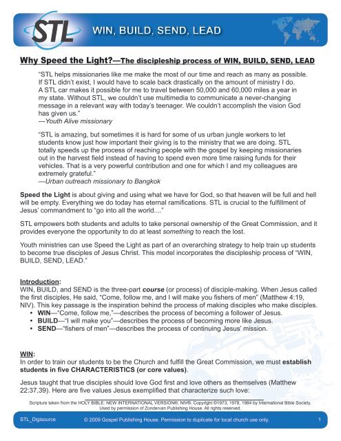 WIN, BUILD, SEND, LEAD - Speed the Light