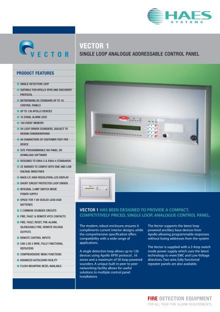 Vector 1 data sheet - Haes Systems