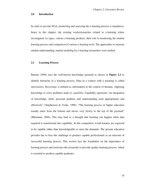 Chapter 2: Literature Review 14 2.0 Introduction In ... - DSpace@UM