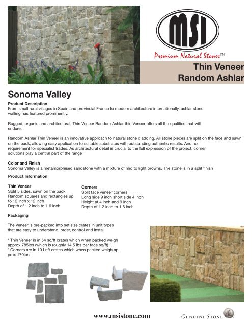 Sonoma Valley Thin Veneer Random Ashlar - Natural Stone