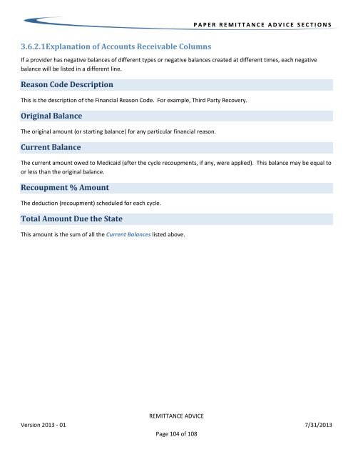 PAPER REMITTANCE ADVICE S