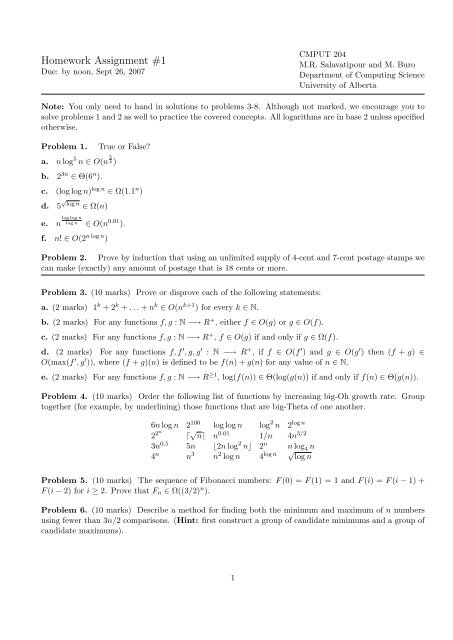 Homework Assignment #1 - Department of Computing Science ...