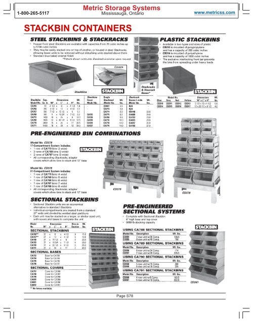 STACKBIN CONTAINERS - Metric Storage Systems