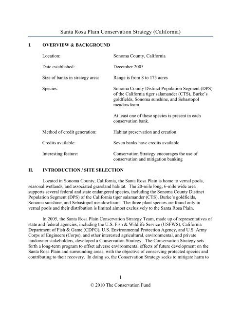 Santa Rosa Plain Conservation Strategy - The Conservation Fund