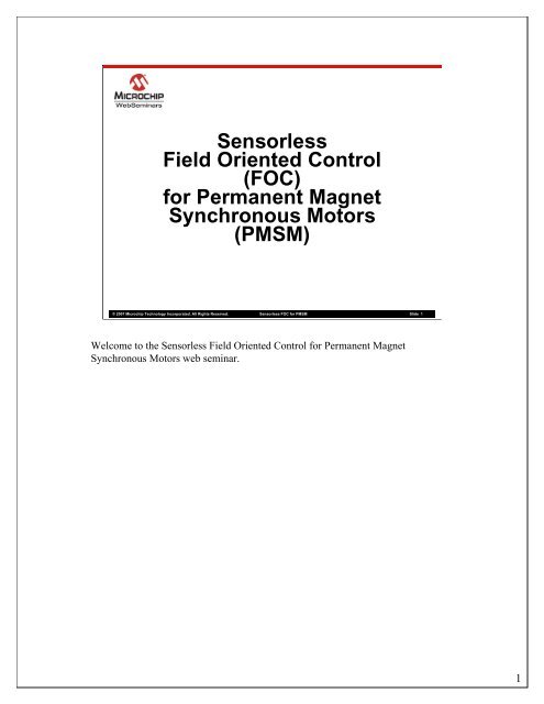 Sensorless Field Oriented Control (FOC) for Permanent ... - Microchip