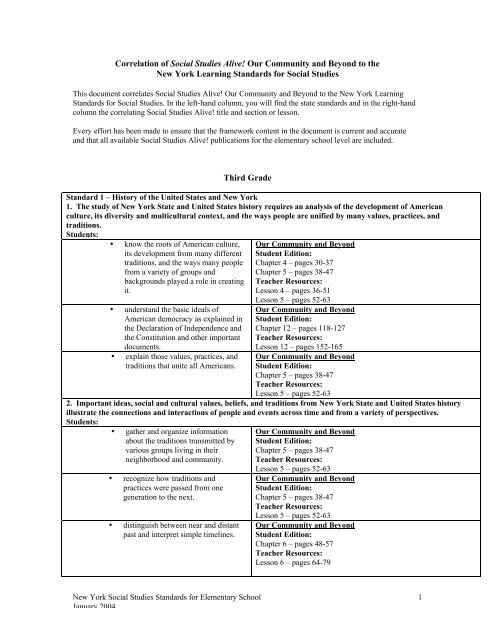 Correlation of Social Studies Alive! Our Community and ... - TCI