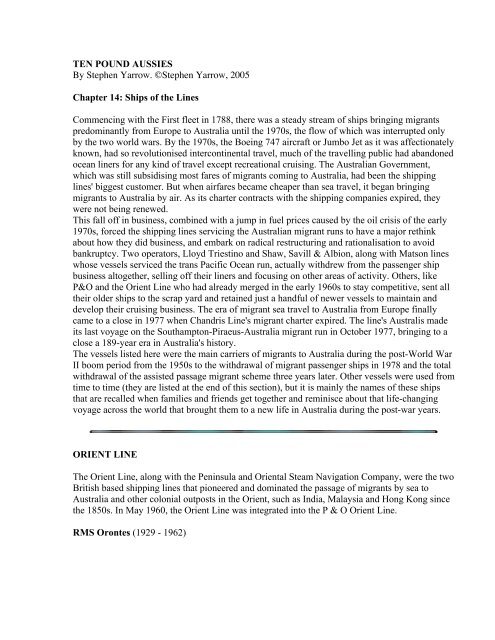 TEN POUND AUSSIES By Stephen Yarrow. ©stephen Yarrow, 2005 ...