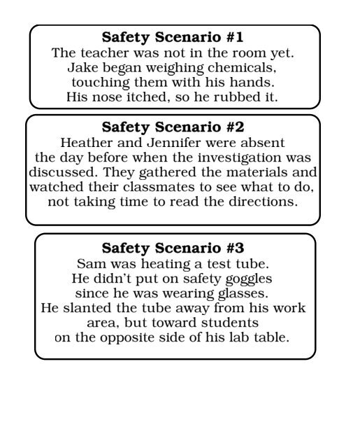 r Safety Scenario #1 w