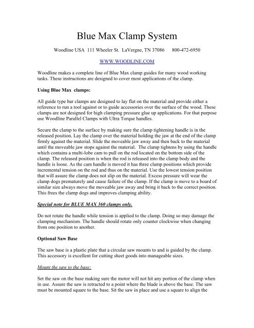 Blue Max Clamp System - Woodline