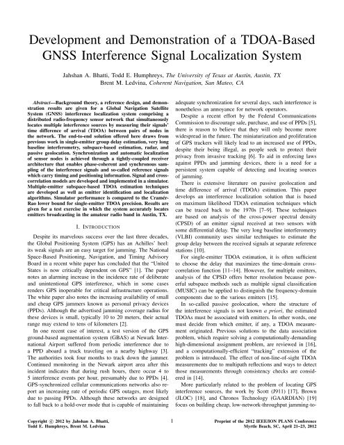 Development and Demonstration of a TDOA-Based GNSS - The ...