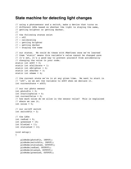 Arduino State Machine Code Examples Making Things Interactive