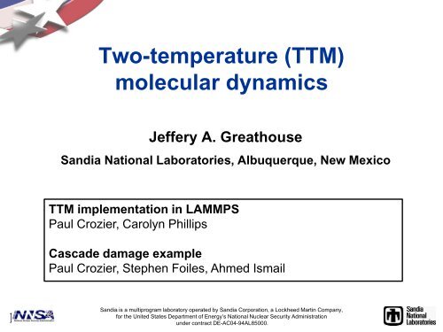 Two-temperature model (TTM) - Lammps - Sandia National ...