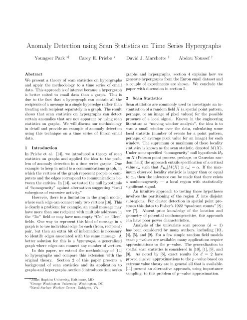 Anomaly Detection Using Scan Statistics On Time Series Hypergraphs