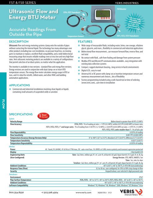 Ultrasonic Flow and Energy BTU Meter - Veris Industries
