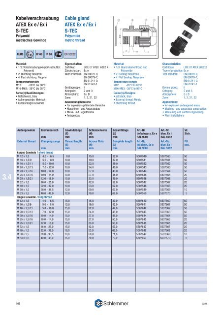 ATEX Kabelverschraubungen+ZubehÃ¶r - Schlemmer