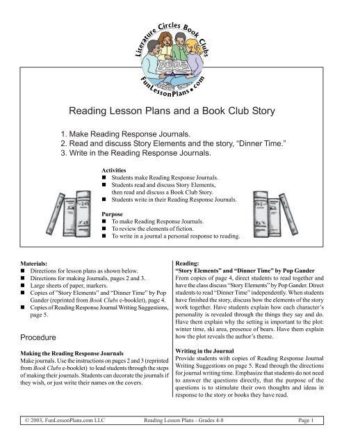 Reading Lesson Plans and a Book Club Story - Funlessonplans.com