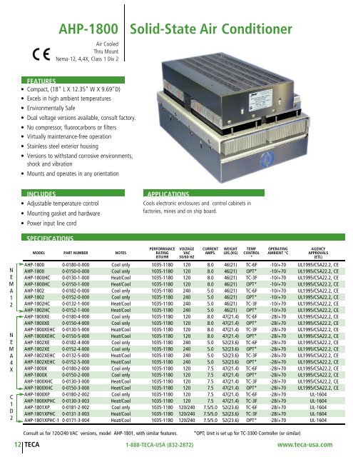 AHP-1800 Solid-State Air Conditioner - Thermoelectric Cooling ...