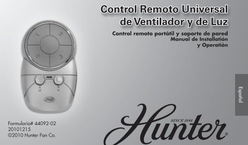 Control Remoto Universal de Ventilador y de Luz ... - Hunter Fan