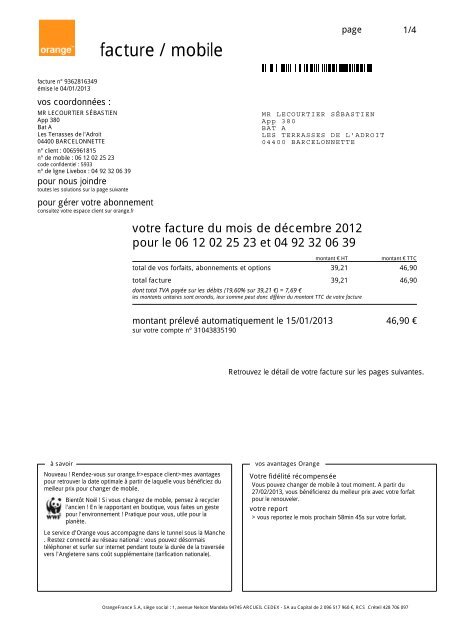 facture / mobile